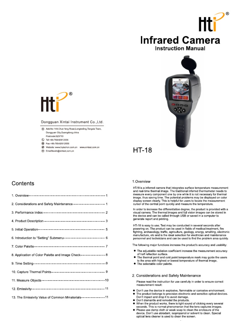 Manual de Instrucciones Camara Termografica Ht-18 English