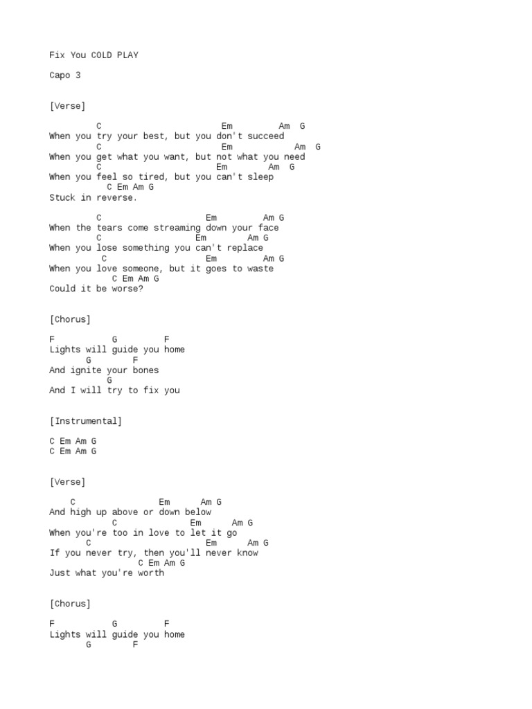 Fix You Coldplay | PDF