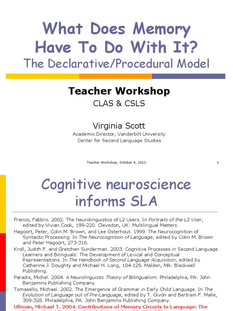 What Does Memory Have To Do With It?: The Declarative/Procedural Model | PDF | Second Language ...