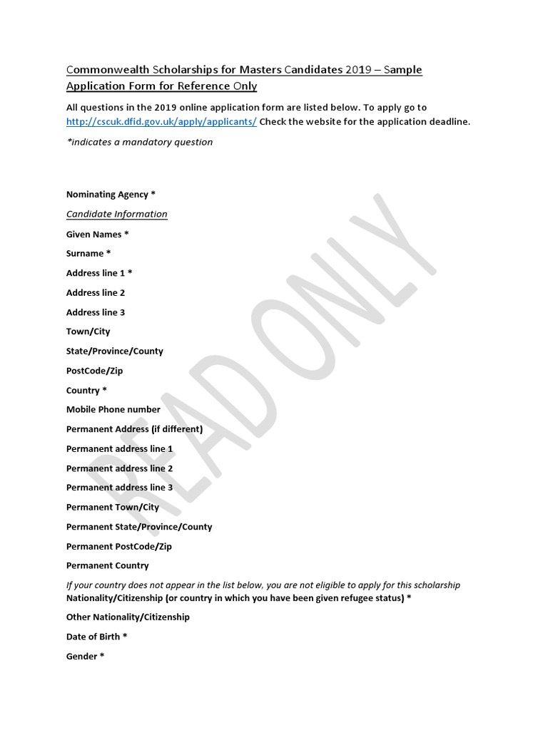 Commonwealth Masters Scholarship Guide | PDF | International ...