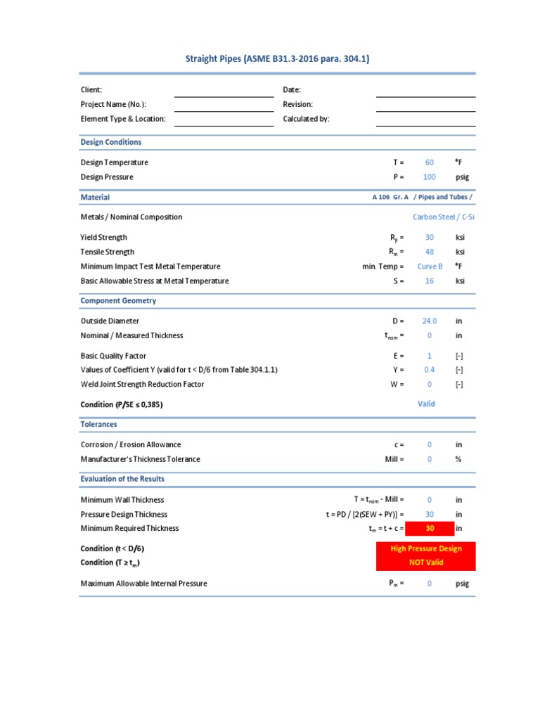 ASME B31.3 Piping Design Calculation | PDF | Pipe (Fluid Conveyance ...