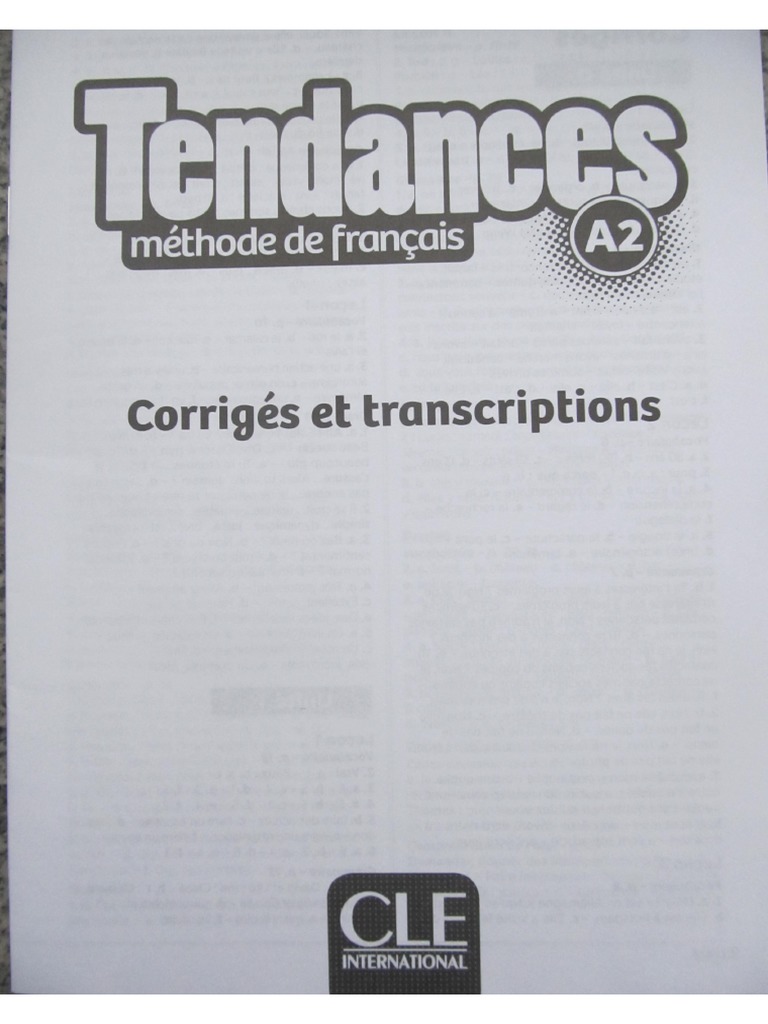 Corriges - Tendances A2 PDF | PDF