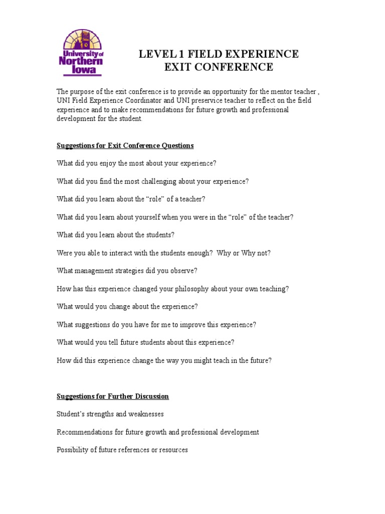 L 1 Exit Conference | PDF