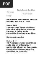 Plantilla de Un Programa de VIGILIA CRISTIANA | PDF | Creencia y doctrina cristiana | Oración