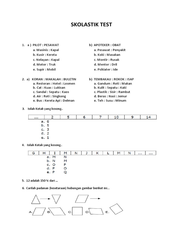 Skolastik Test | PDF