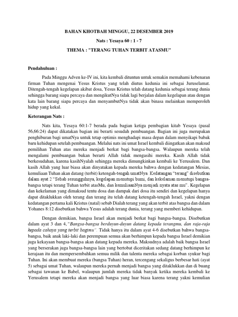 Bahan Khotbah Minggu | PDF