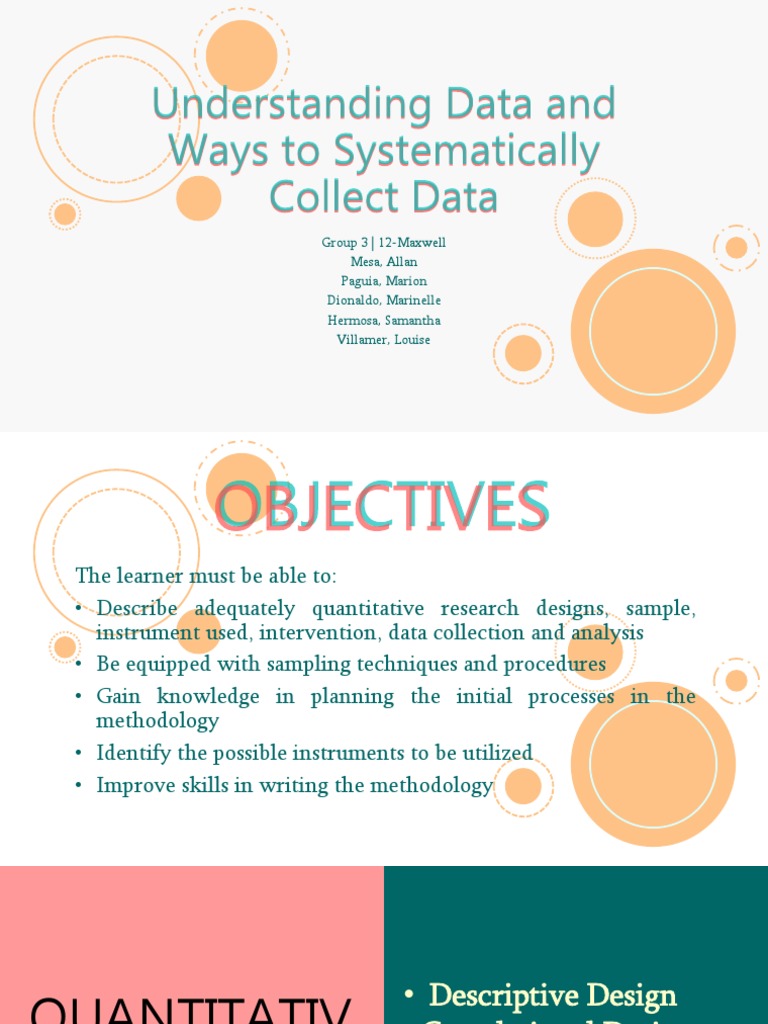 Understanding Data and Ways To Systematically Collect Data | PDF | Sampling (Statistics ...