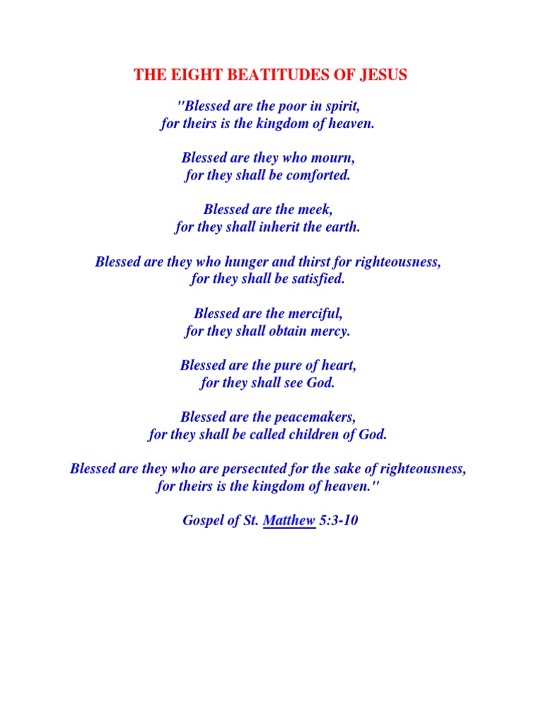 The Eight Beatitudes of Jesus | PDF