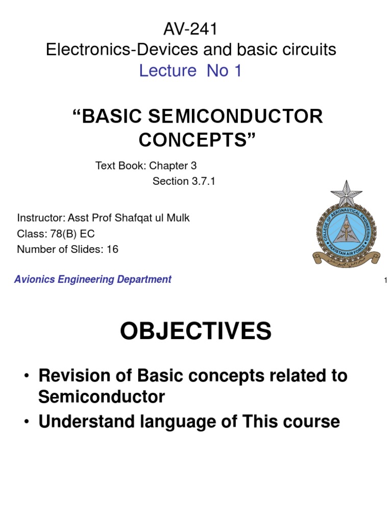 Lecture 01 Av 241 - Introduction | PDF | Doping (Semiconductor) | P–N Junction