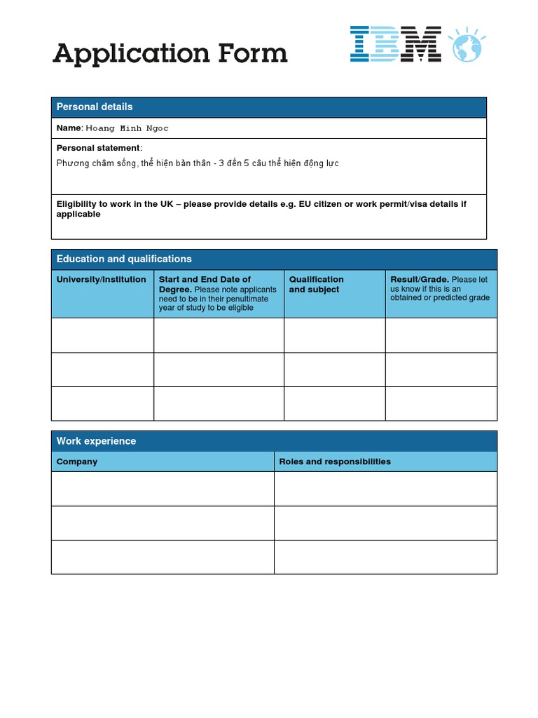 IBM Application Form | PDF