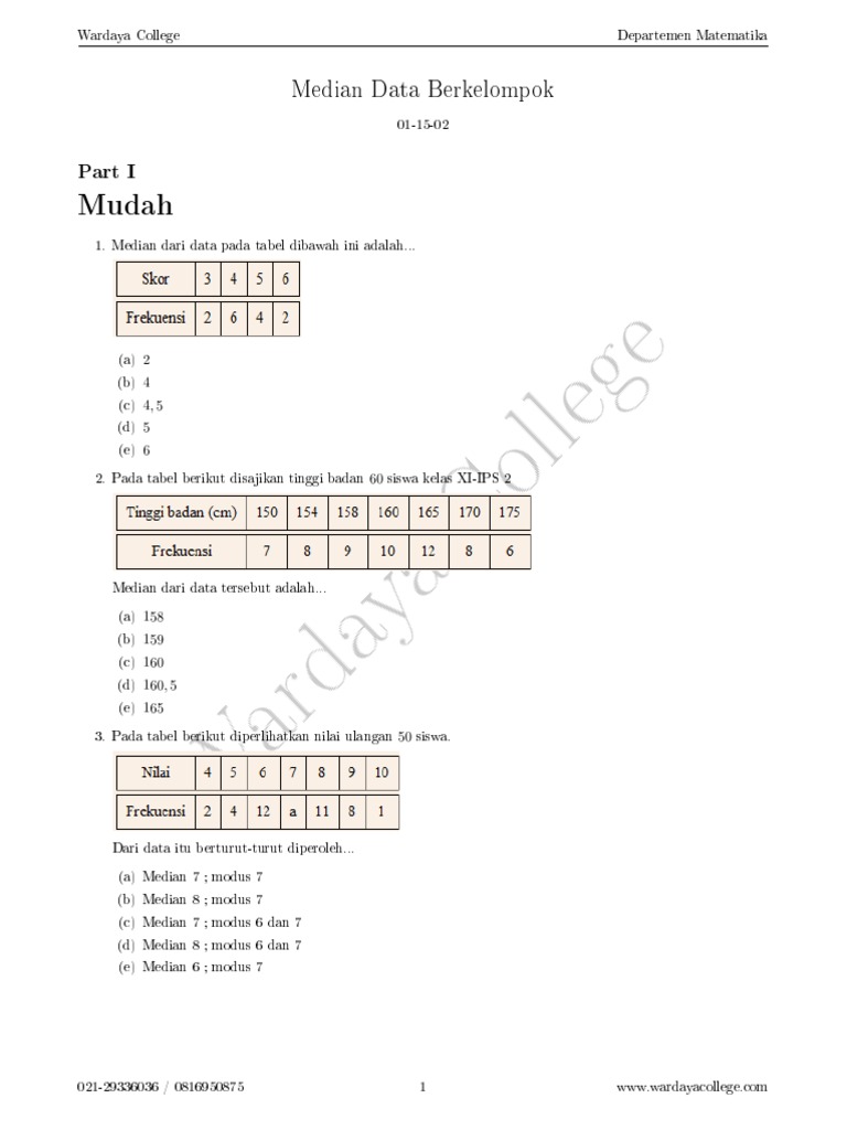 01 15 02 Median Data Berkelompok Soal | PDF