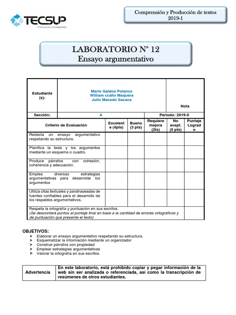 Laboratorio 12 Ensayo | PDF | Bienestar de los animales | Ensayos