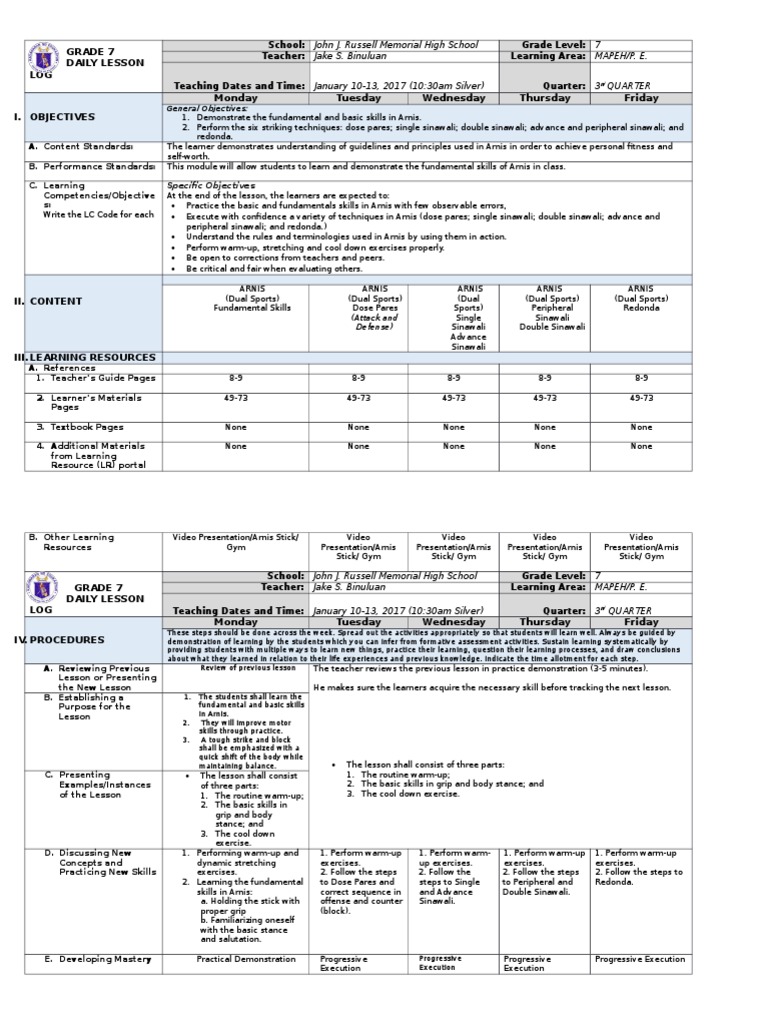 Developing Fundamental Arnis Skills Through Practice of Striking ...