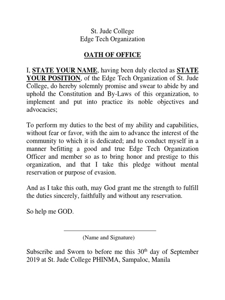Oath of Office (Edited) | PDF