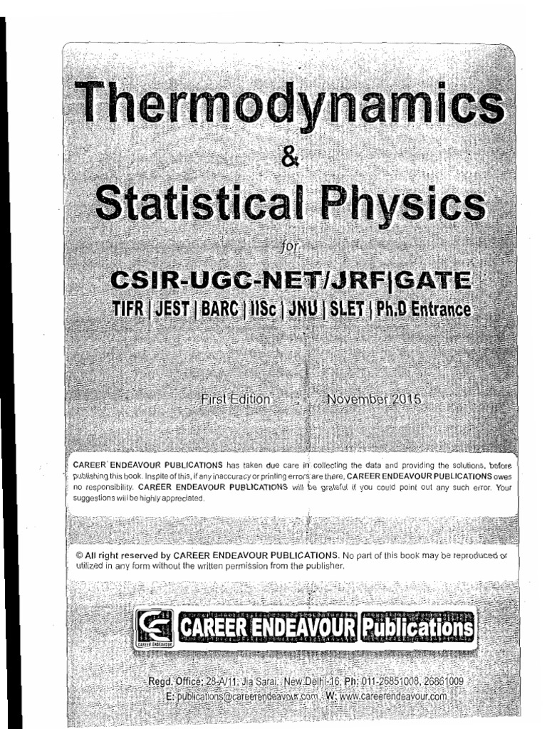 Thermodynamics Statistical Physics PDF | PDF