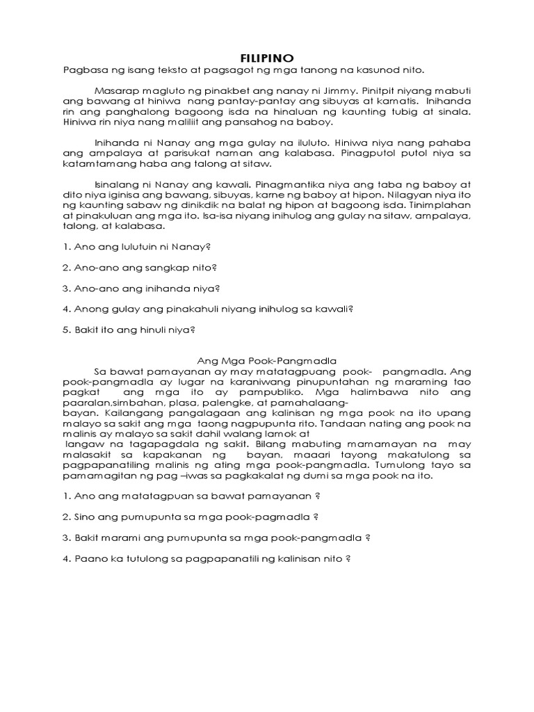 Filipino AP Worksheet1 | PDF