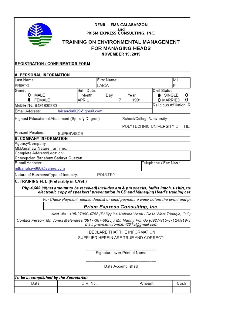 Registration Form Managing Heads | PDF | Business