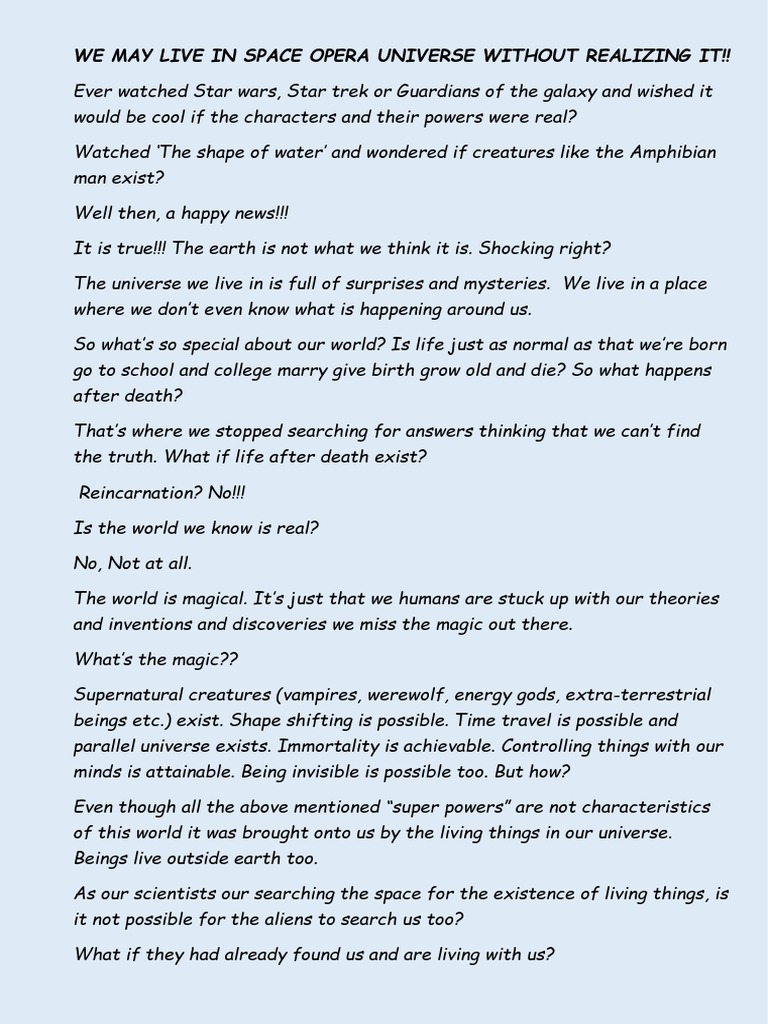 Space Opera | PDF | Evolution | Human