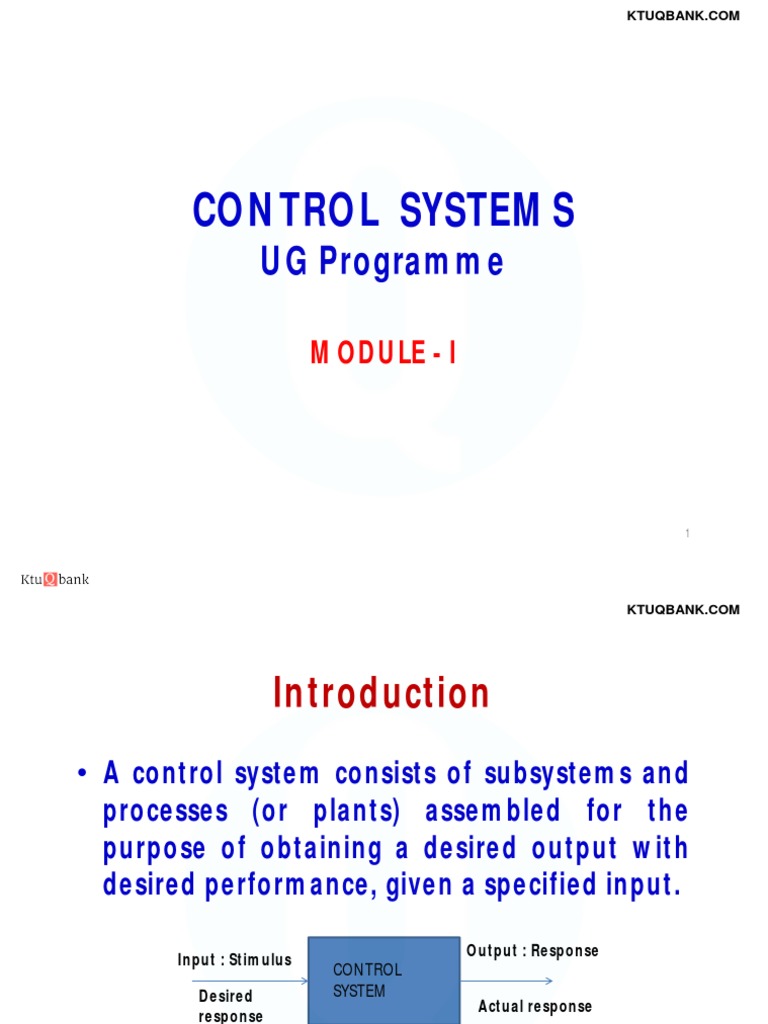 Control Systems - Module 1 | PDF | Control Theory | Force