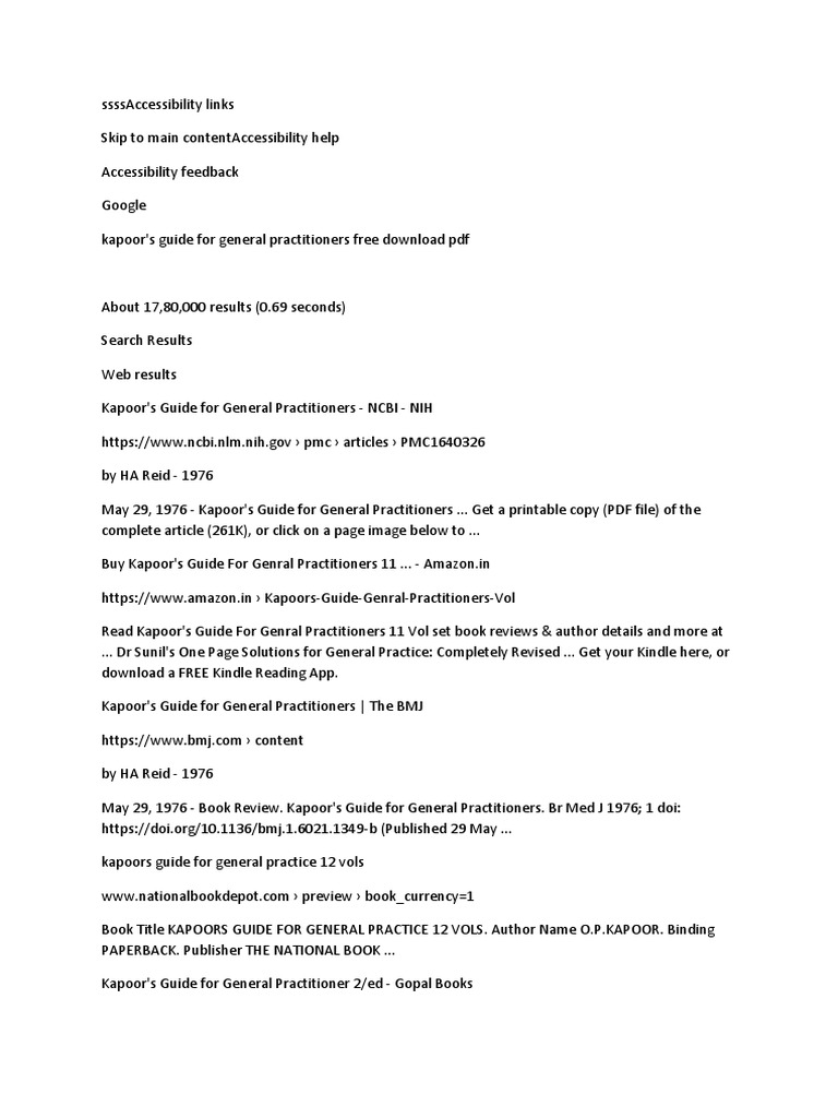 Kapoor's Guide for General Practitioners Free PDF Download | PDF ...