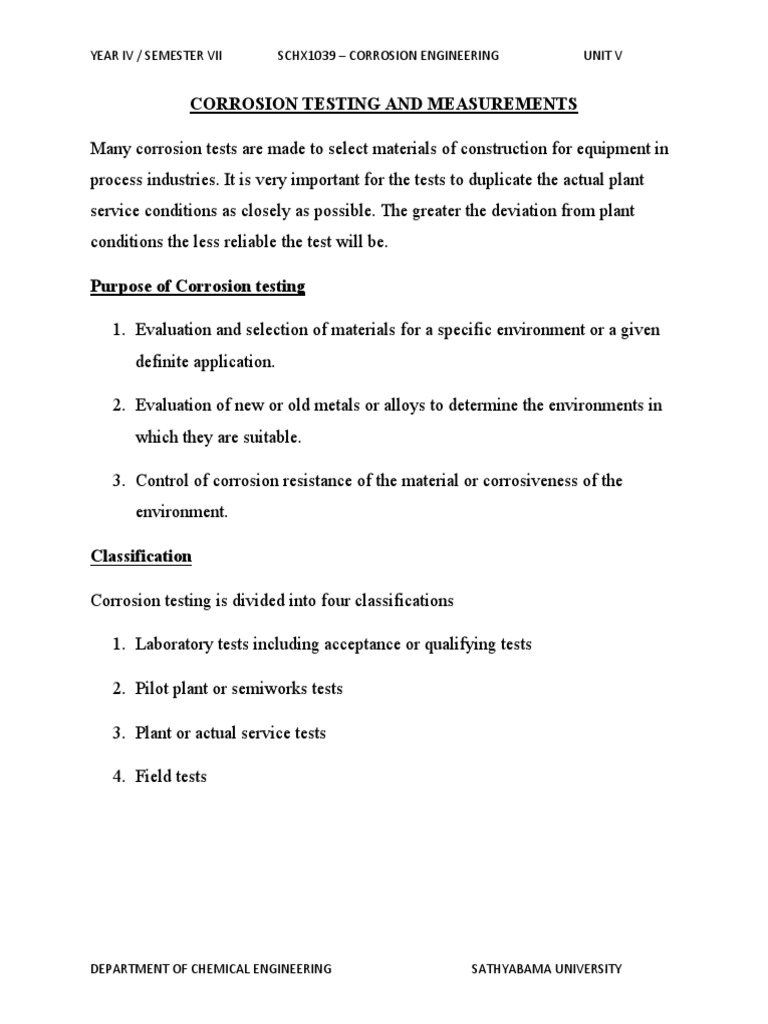 Corrosion Testing PDF | PDF | Corrosion | Materials Science
