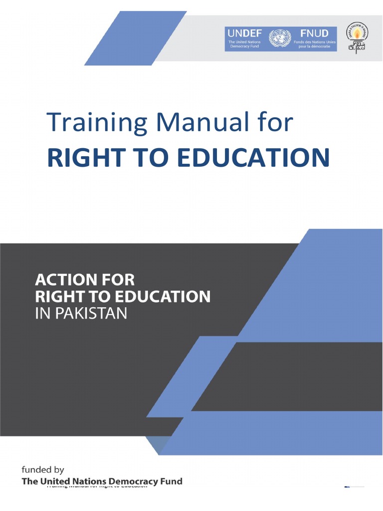 Training Manual For: Right To Education | PDF | Millennium Development ...
