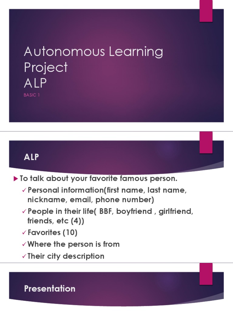 Autonomous Learning Project ALP: Basic 1 | PDF