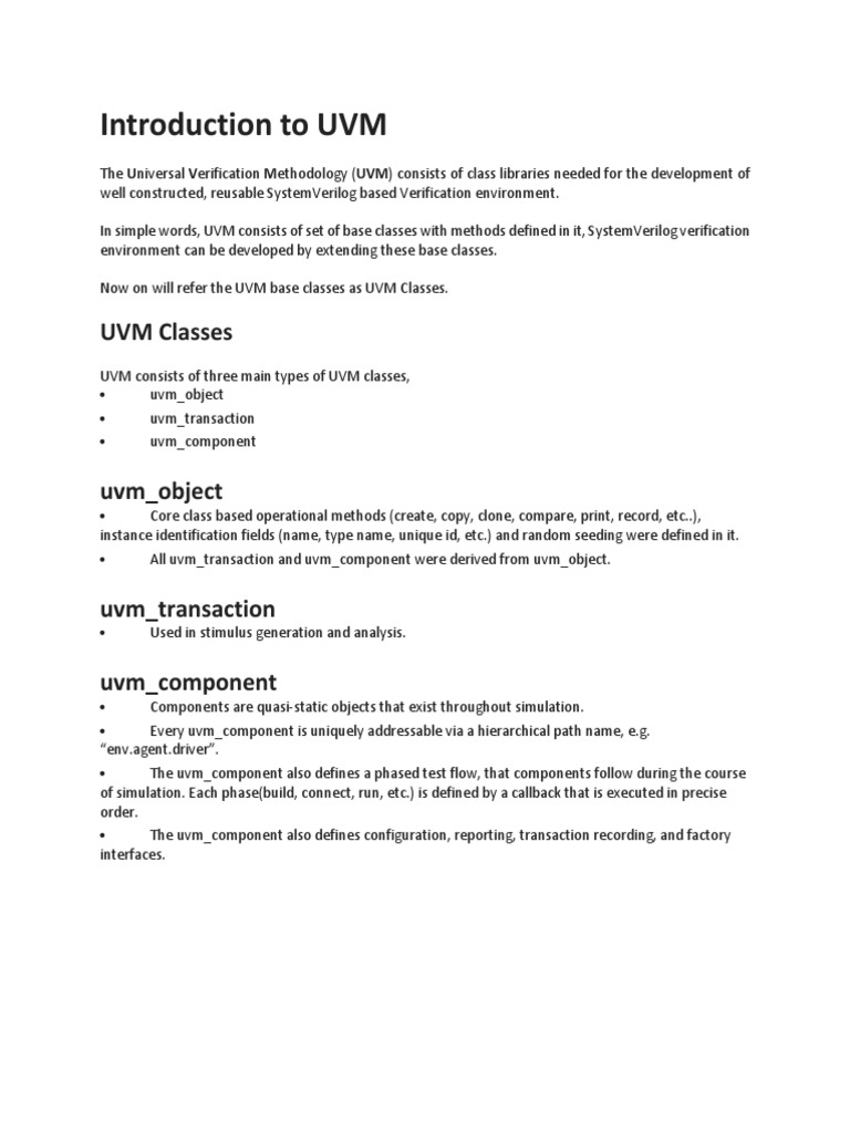 UVM Prepared Document | PDF | Class (Computer Programming) | Subroutine UVM Prepared Document | PDF | Class (Computer Programming) | Subroutine