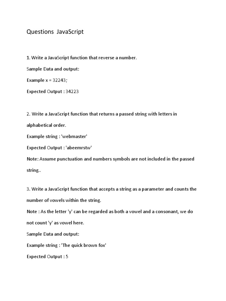 Javascript Programs Questions | PDF | String (Computer Science) | Java ... Javascript Programs Questions | PDF | String (Computer Science) | Java ...