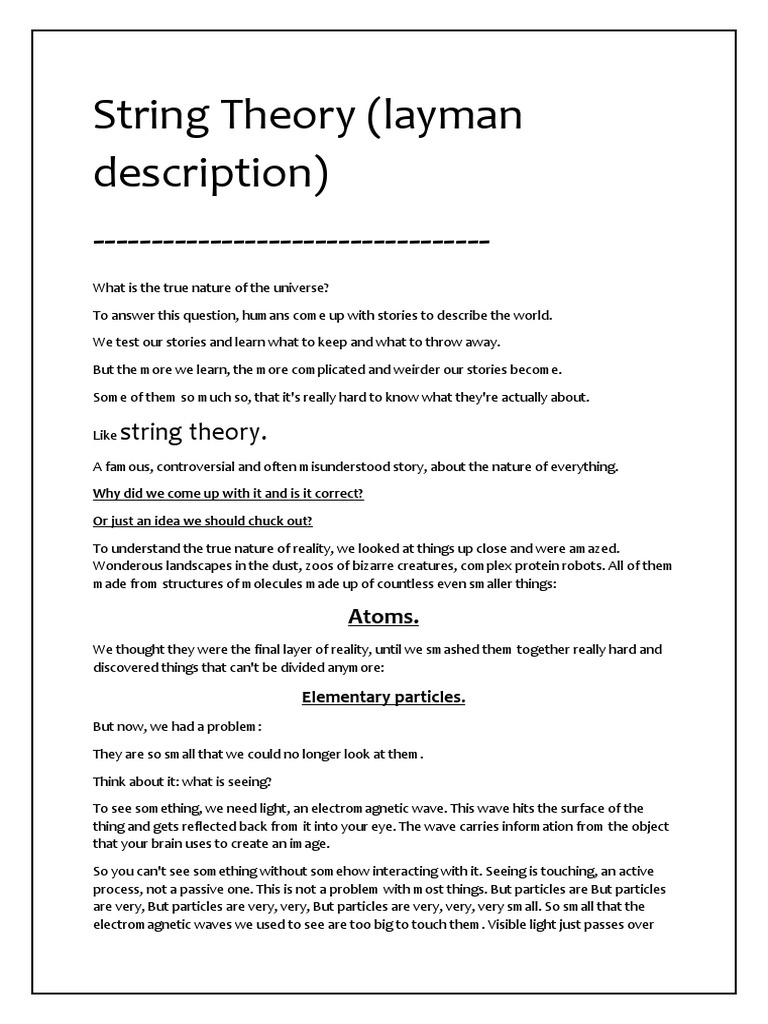String Theory (Layman Description) | PDF | String Theory | Particle Physics