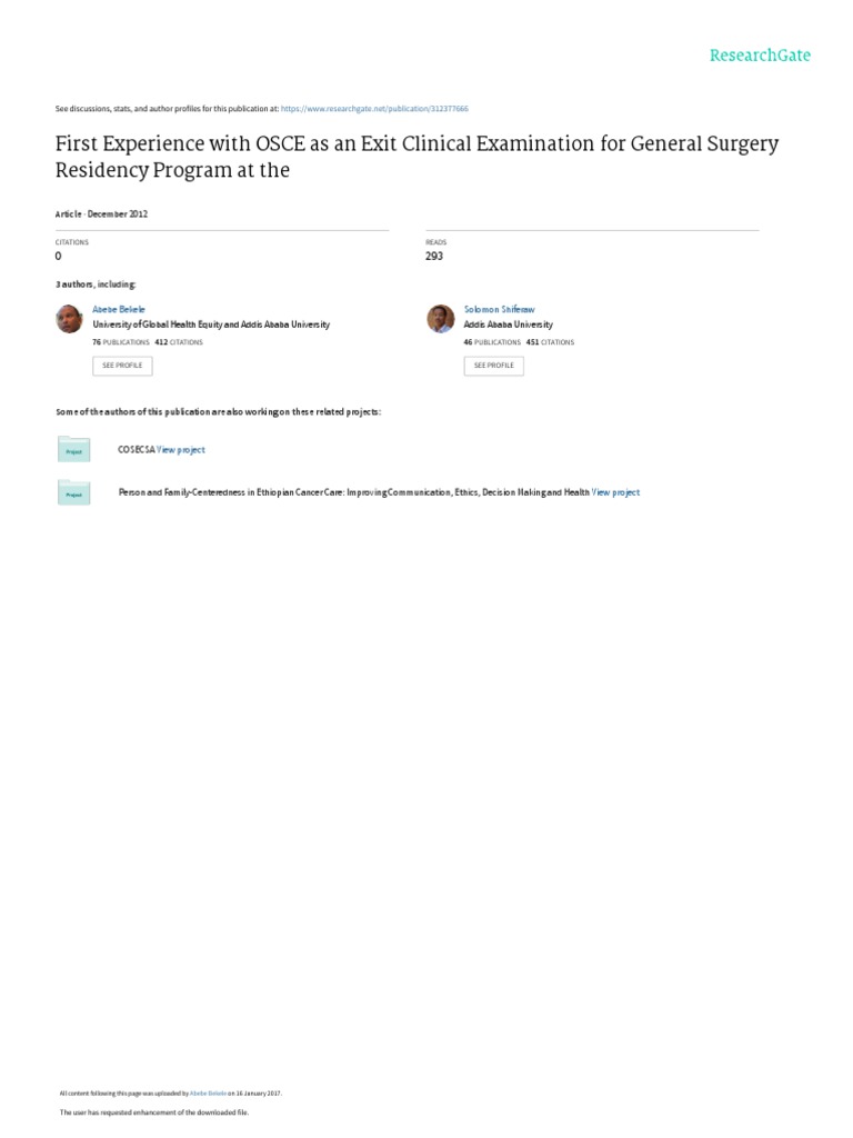 First Experience With OSCE As An Exit Clinical Examination For General ...