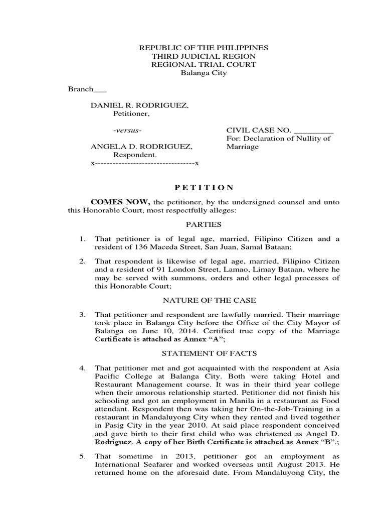 Versus-: Petition COMES NOW, The Petitioner, by The Undersigned Counsel ...