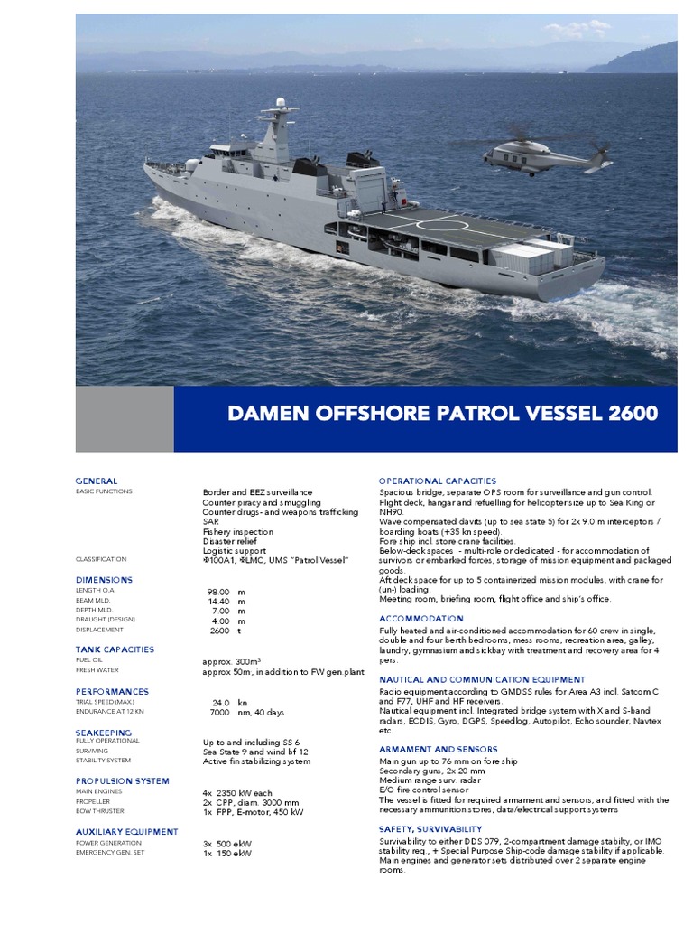 Damen Offshore Patrol Vessel | PDF | Marine Propulsion | Ships