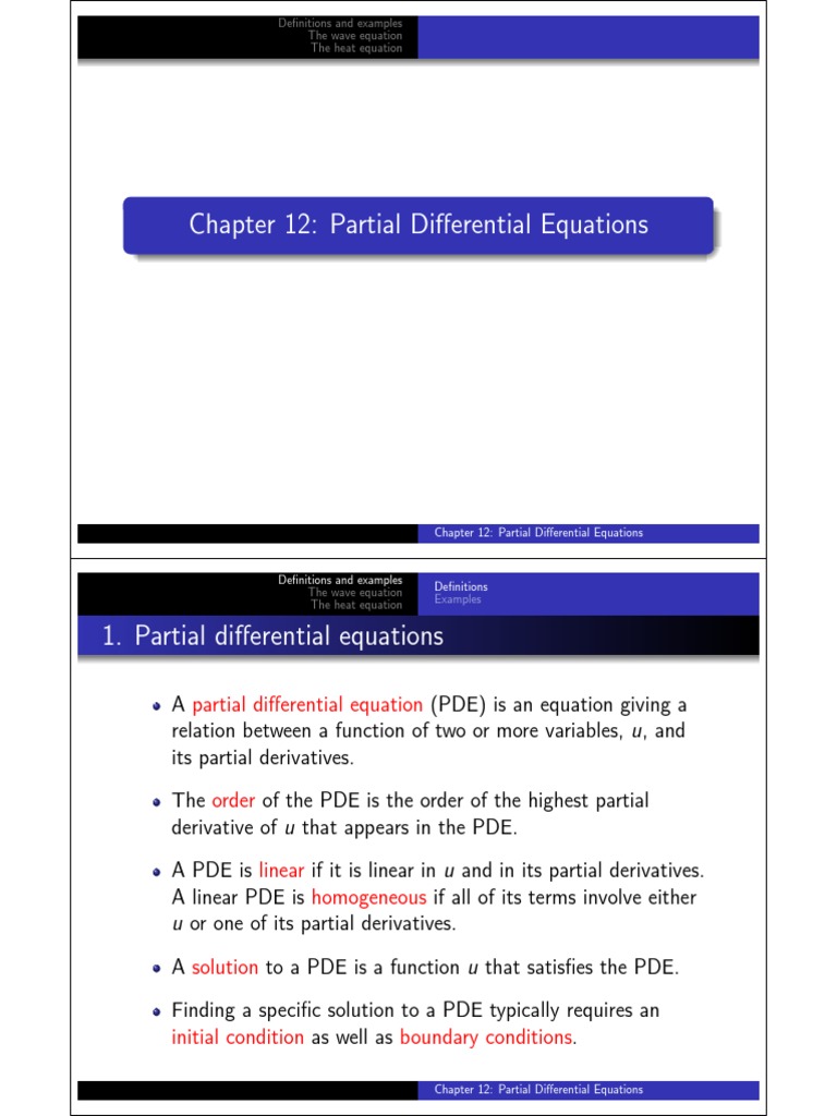 Chapter 12: Partial Differential Equations | PDF | Wave Equation | Partial Differential Equation