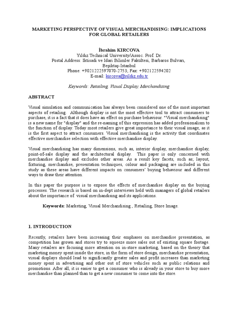 Marketing Perspective of Visual Merchand | PDF | Merchandising | Retail