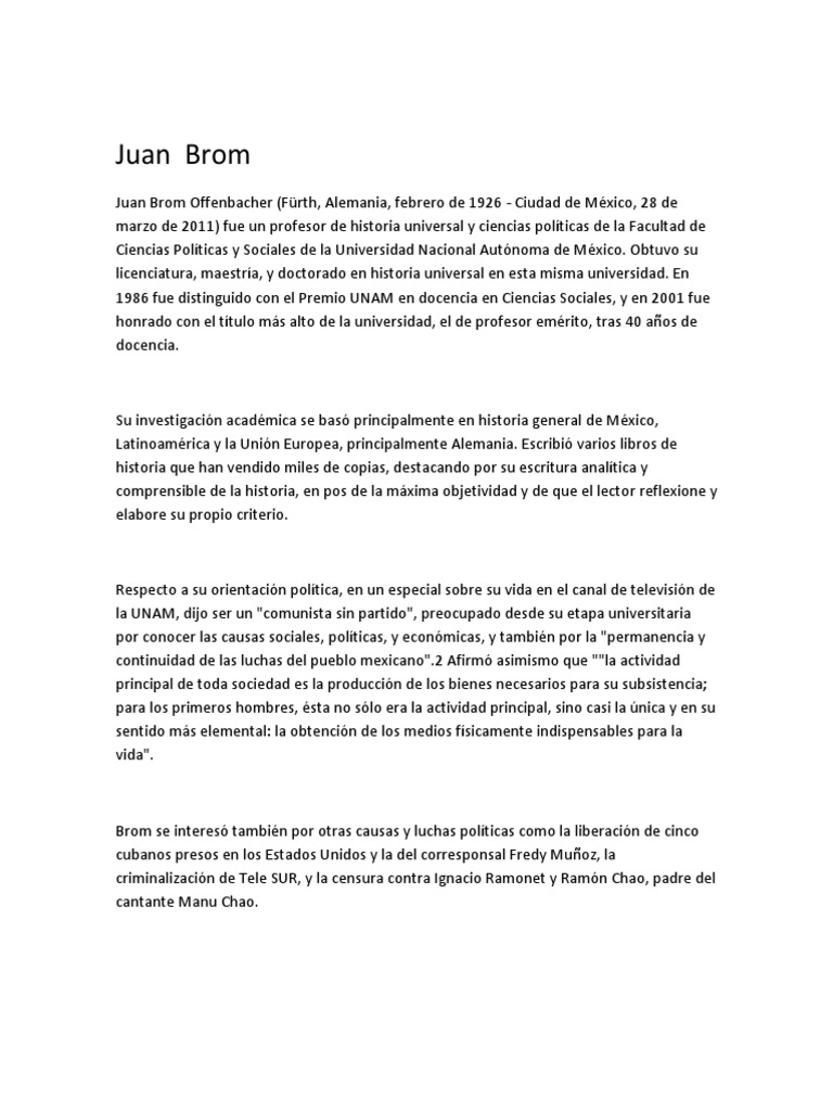 Juan Brom y el Liberalismo Mexicano | PDF | Ideologías | Karl Marx