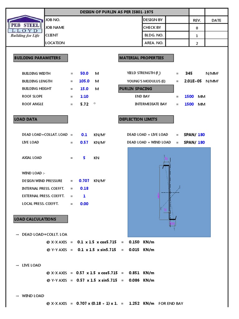 Purlin Design-Continous Span | PDF | Bending | Solid Mechanics
