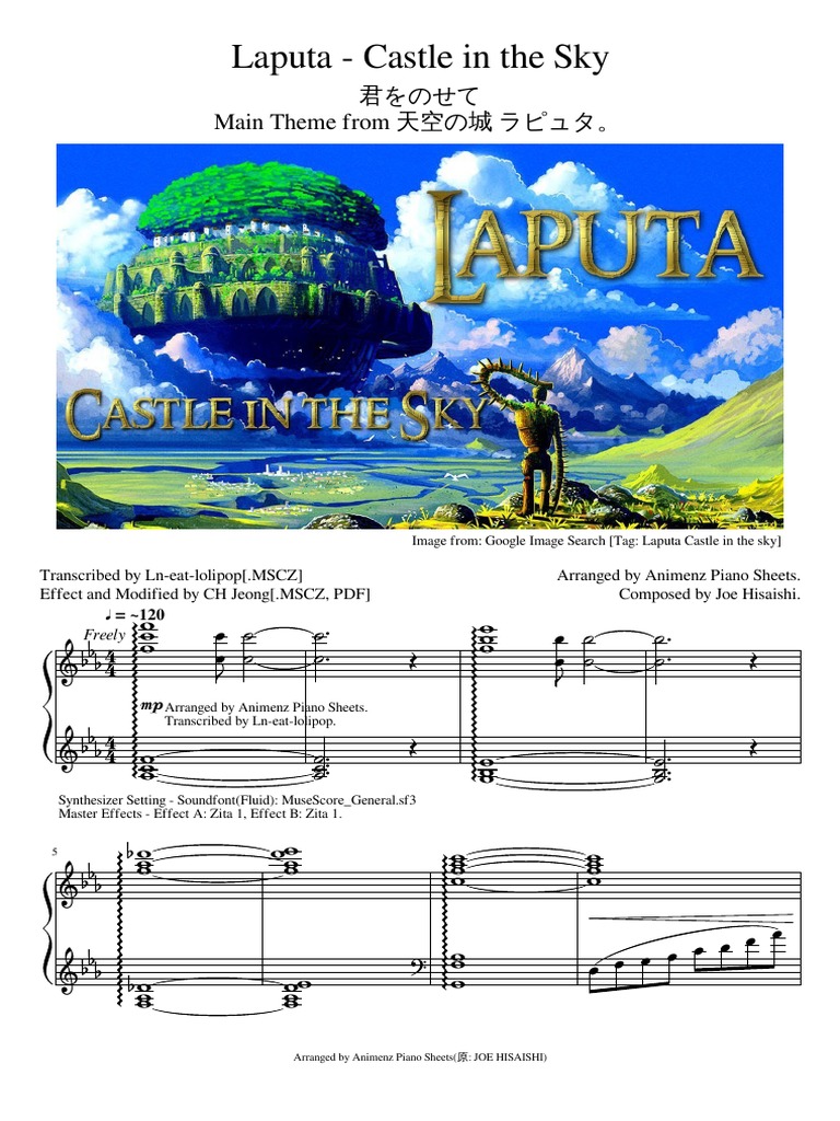 Laputa - Castle in the Sky: 君をのせて Main Theme from 天空の城 ラピュタ。 | PDF | Musical Forms | Poetics