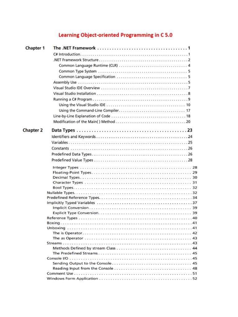Learning Object-Oriented Programming in C 5.0 | PDF