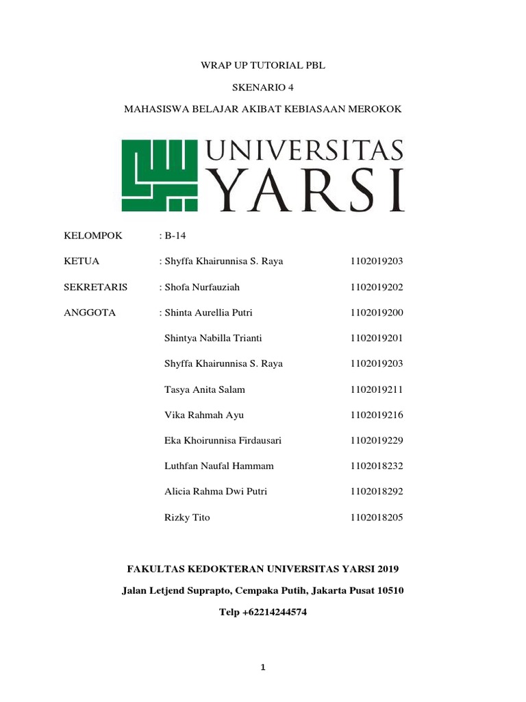 Fakultas Kedokteran Universitas Yarsi 2019 Jalan Letjend Suprapto ...