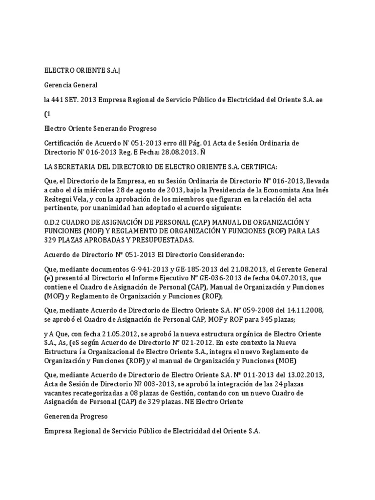 Rof Electro Oriente | PDF | Planificación | Contabilidad