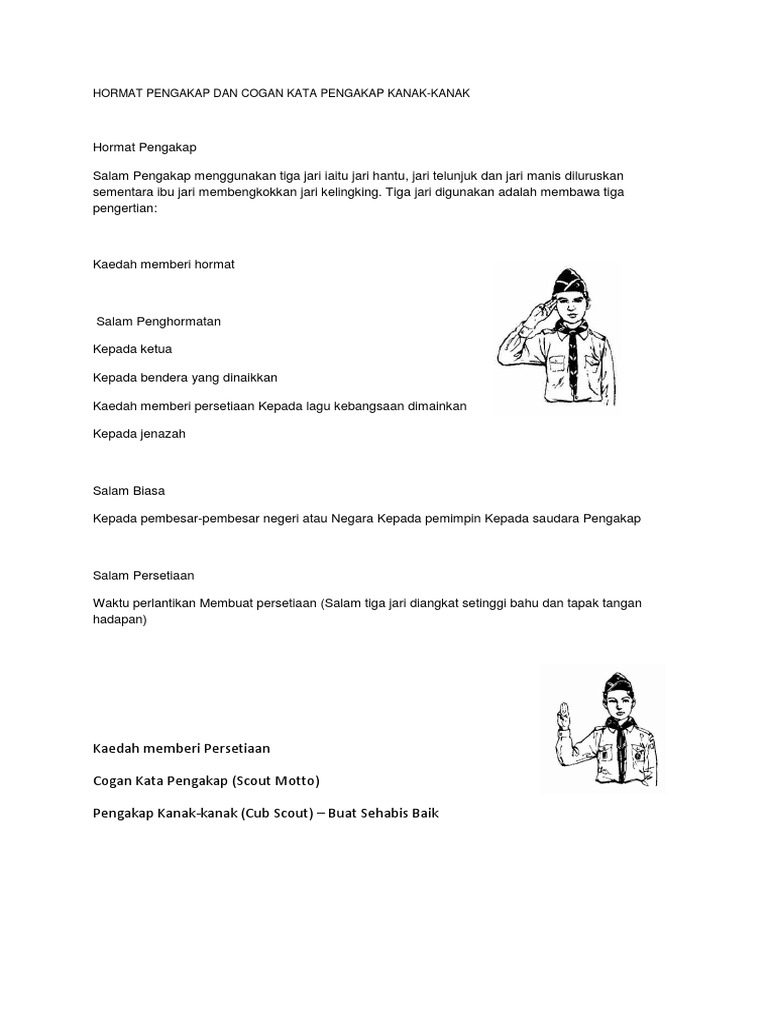 Hormat Pengakap Dan Cogan Kata Pengakap Kana | PDF