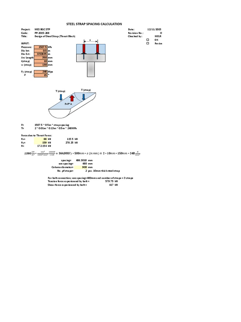 Steel Strap Spacing Calculation | PDF
