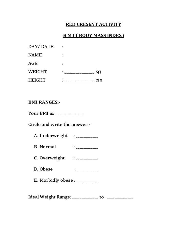 Red Cresent Activity B M I (Body Mass Index) | PDF