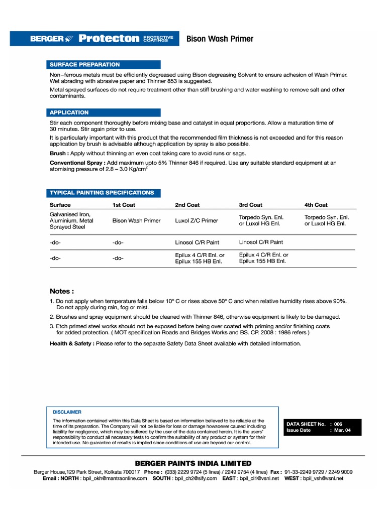 Bison Wash Primer | PDF