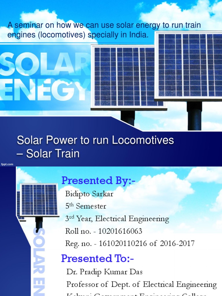 Seminar On Solar Train | PDF | Solar Power | Photovoltaic System