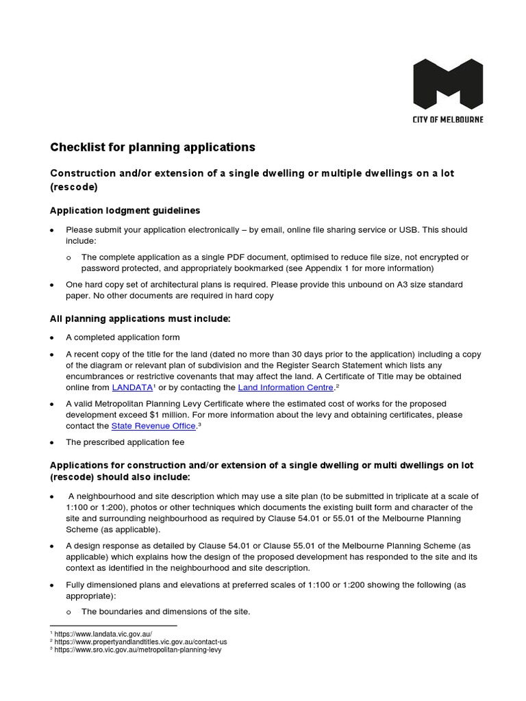 Planning Checklist Construct Extend Single Multi Dwelling Rescode | PDF | Sustainable Design ...