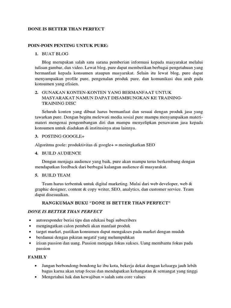Arti "Done is Better Than Perfect" | PDF
