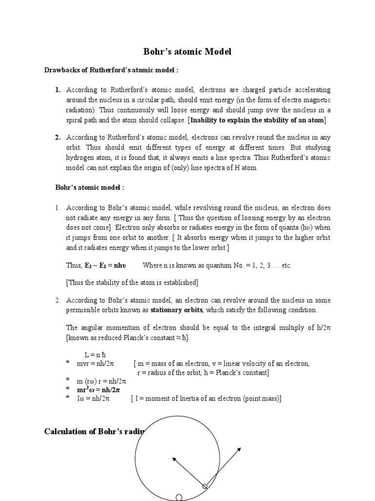 Bohr's Atomic Model | Download Free PDF | Electron | Atoms