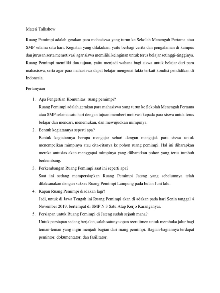 Materi Talkshow | PDF